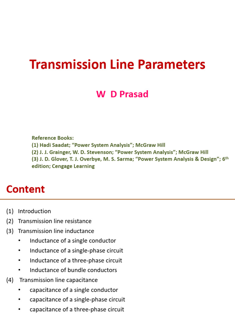 1 - Transmission Line Parameters | PDF | Inductance | Electrical ...