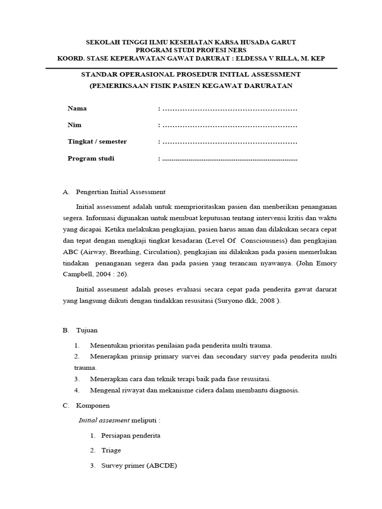 Prosedur Survei Primer Kegawatdaruratan | PDF | Sains & Matematika
