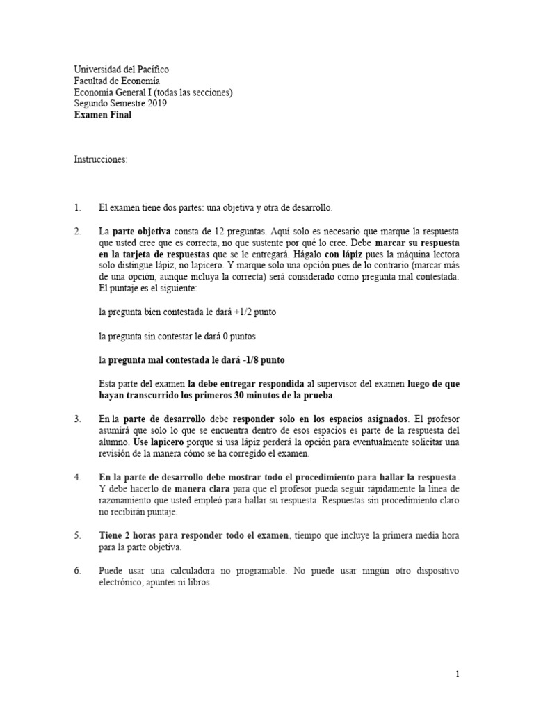 Eco1-Final - Solucionario. 2019-2 | PDF | Mercado (economía) | Monopolio