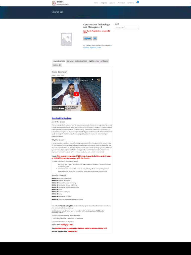 Construction Technology Course Overview | PDF
