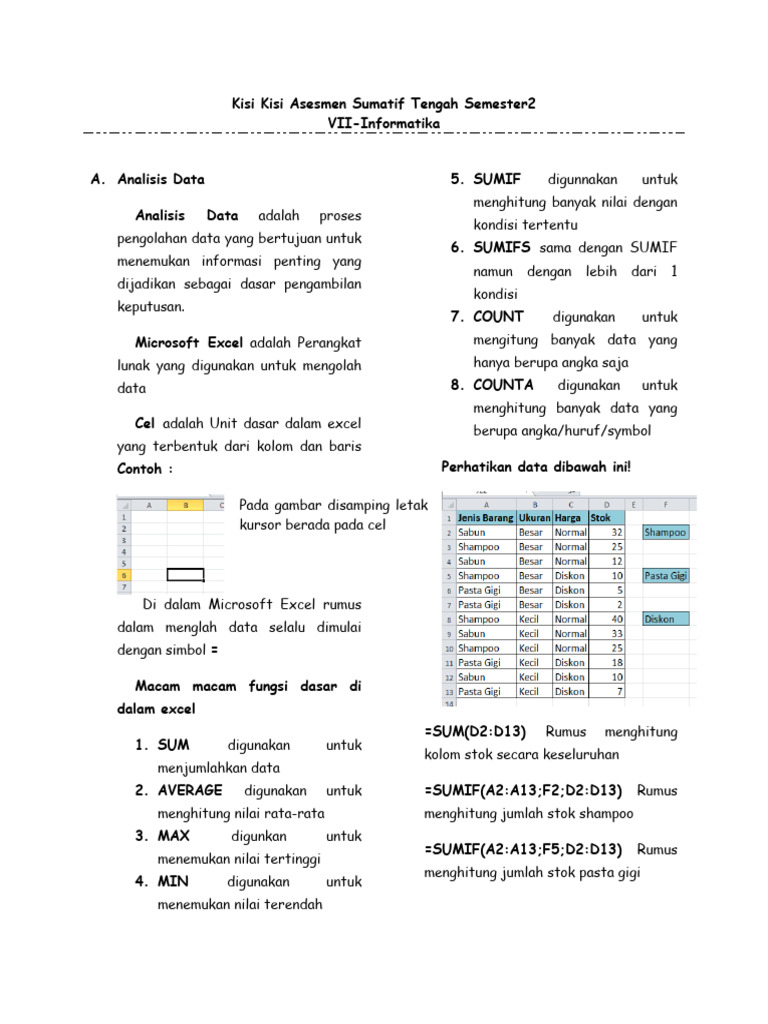 VII - Kisi Kisi Asesmen Sumatif Tengah Semester2 | PDF