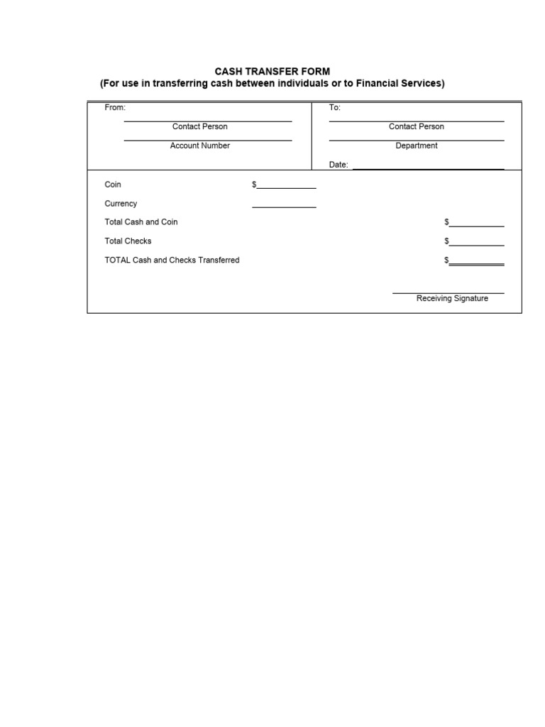 Cash Transfer Form | PDF