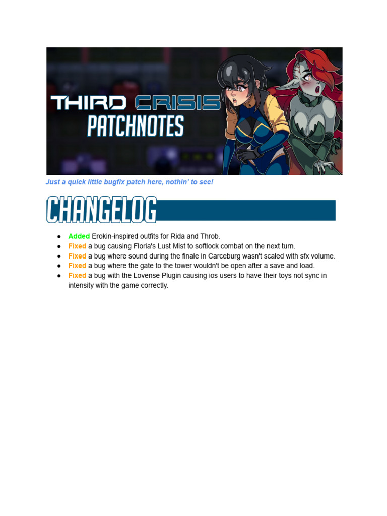 Just A Quick Little Bugfix Patch Here, Nothin' To See!: Added | PDF