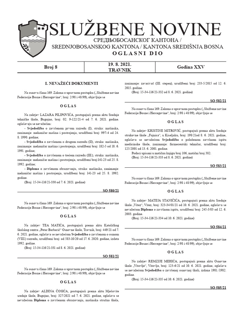 Slubene Novine SBK br.8 - 2021 - OGLASI | PDF