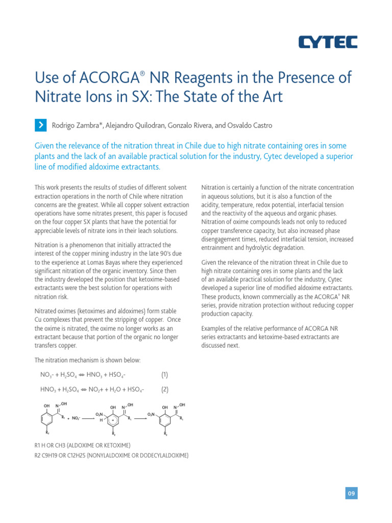 Cytec Solutions 2013 9 | PDF | Copper | Nitric Acid