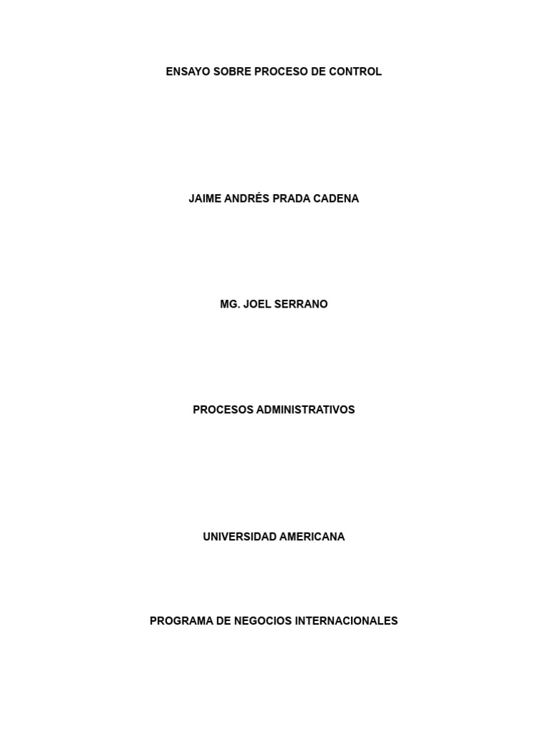 Ensayo Sobre Proceso de Control - Jaime A Prada C | PDF | Auditoría ...