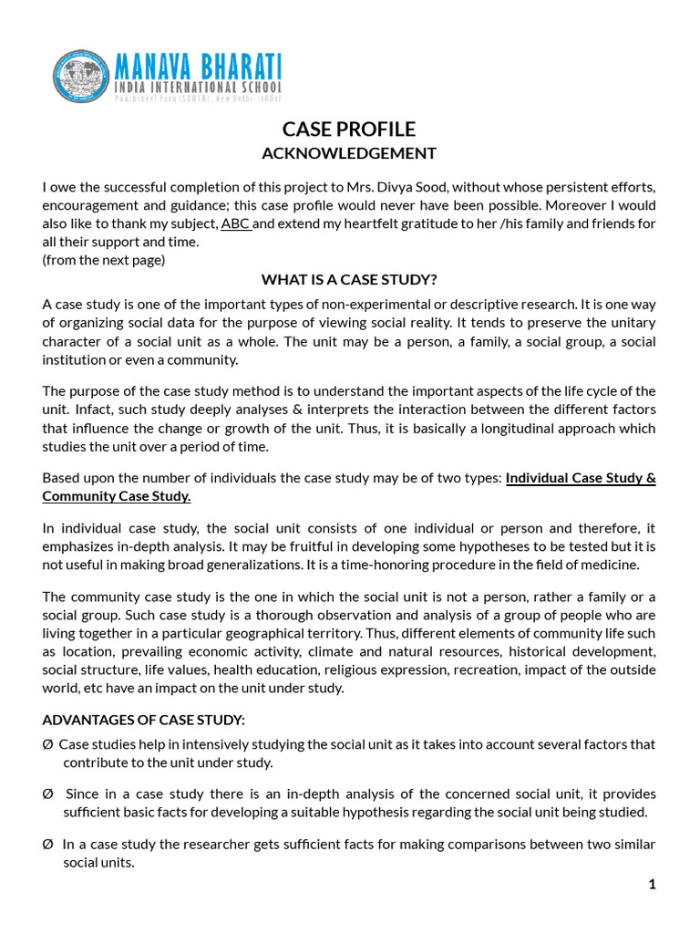 Case Profile 1 | PDF | Psychology | Interview