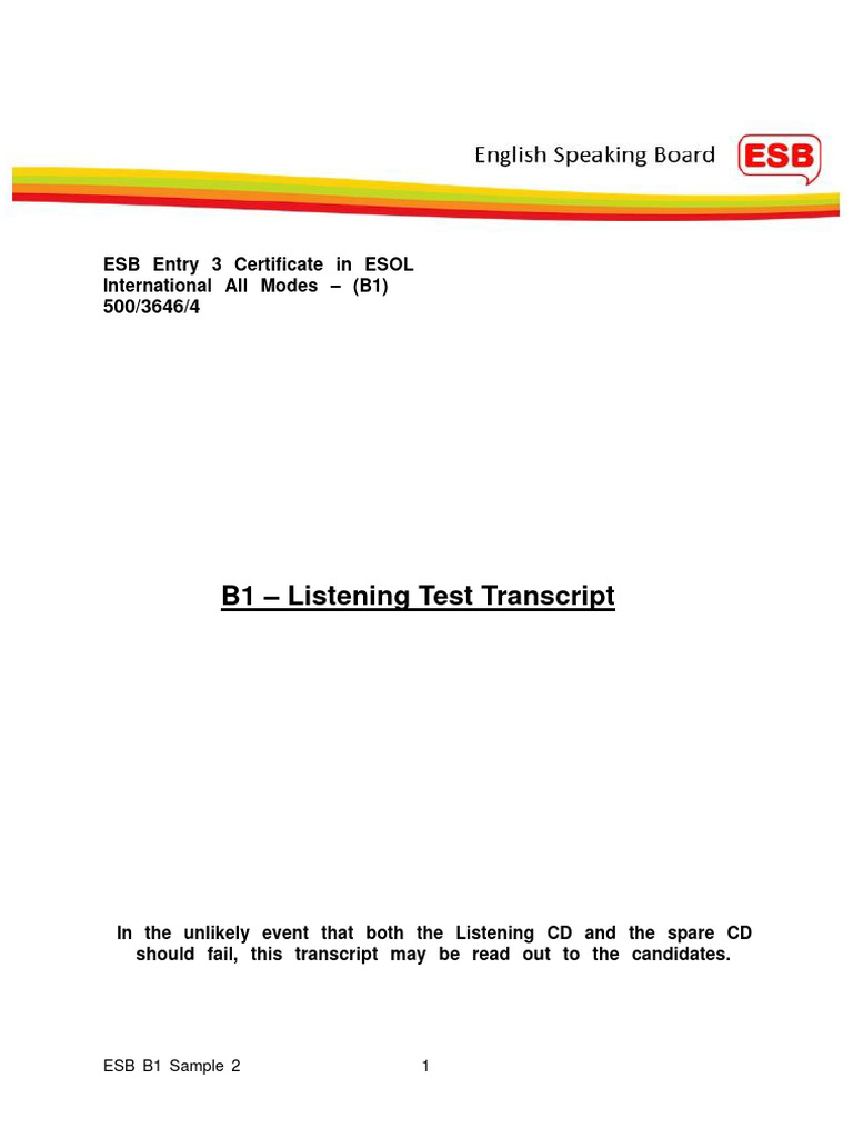 ESB-B1-Sample-2-Listening-Transcript | PDF