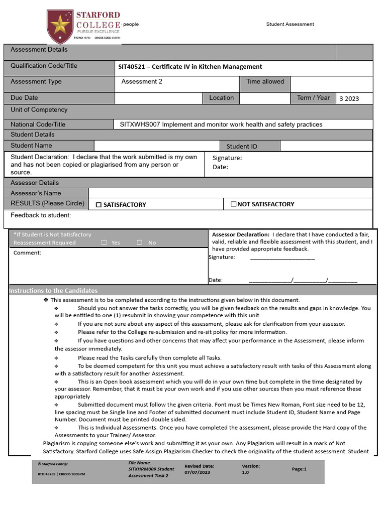 SITXHRM009 Student Assessment Task 2 | PDF | Goal | Communication