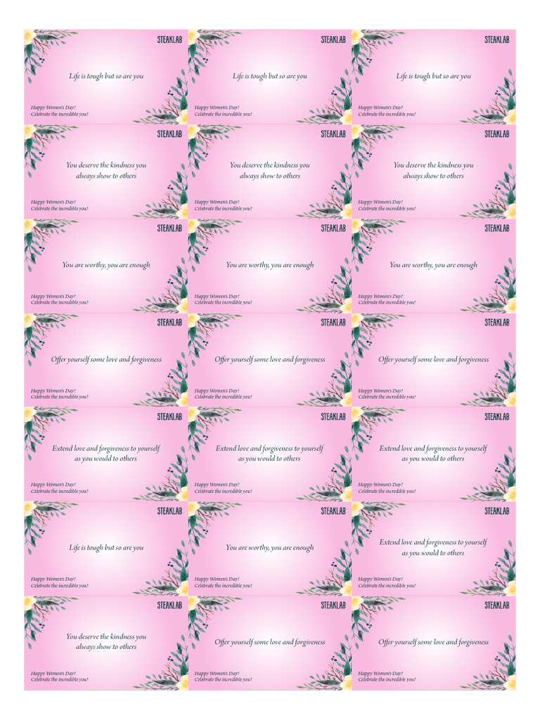 Layout Greeting Card Women's Day - Ukuran 9 X 5.5 CM | PDF