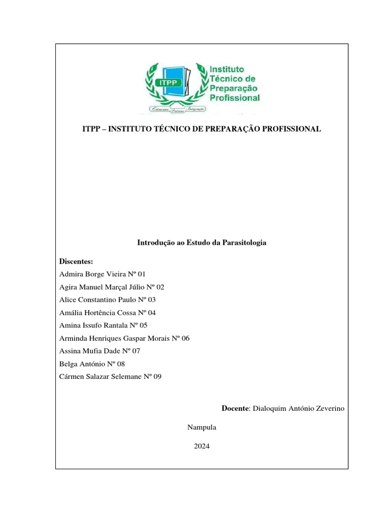 ITPP - Introdução Ao Estudo Da Parasitologia | PDF | Protozoários ...
