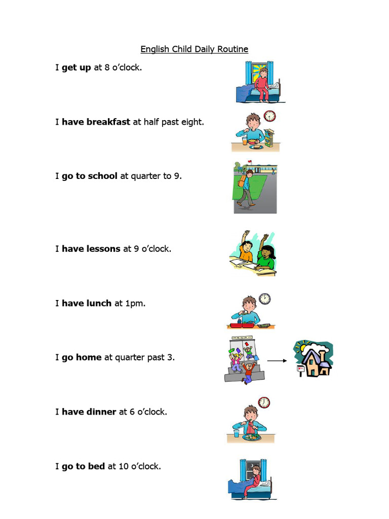English Child Daily Routine - Material Complementari 1 | PDF | Cooking ...