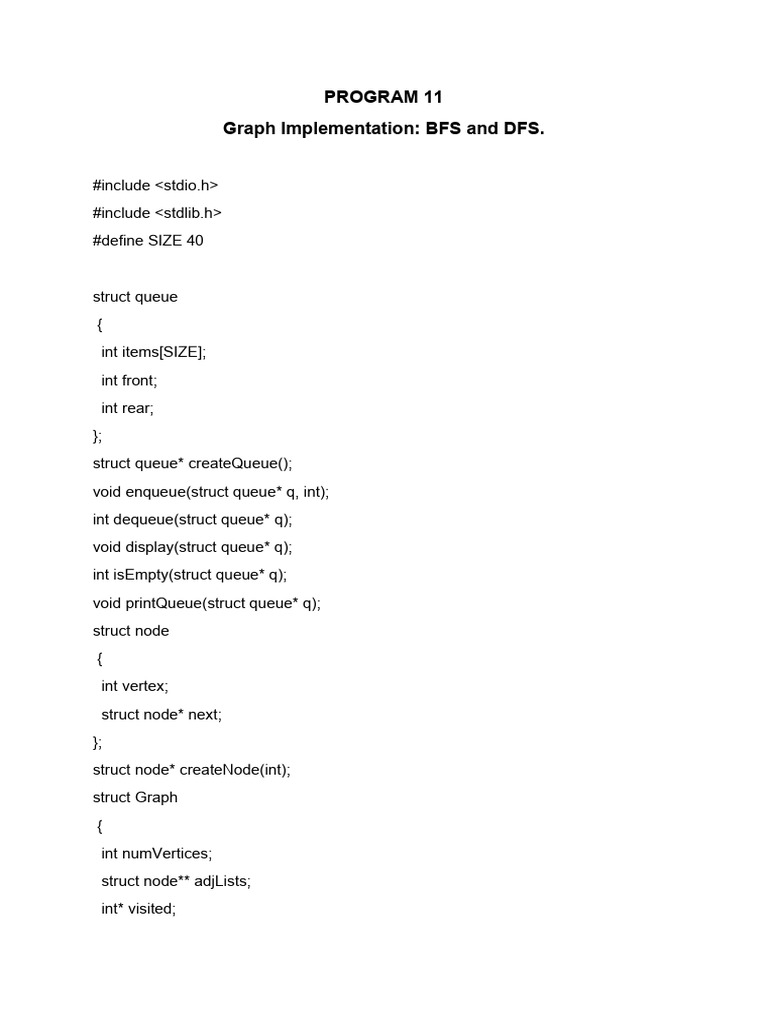 grapgh bfs dfs | PDF | Queue (Abstract Data Type) | Vertex (Graph Theory) grapgh bfs dfs | PDF | Queue (Abstract Data Type) | Vertex (Graph Theory)