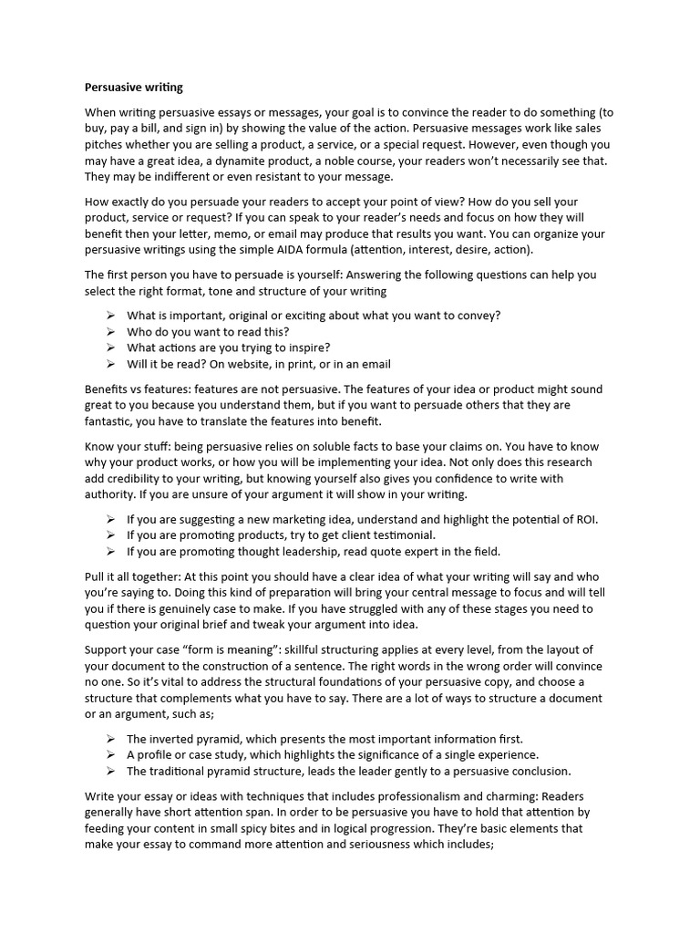 Persuasive Writing 065357 | PDF | Essays | Argument