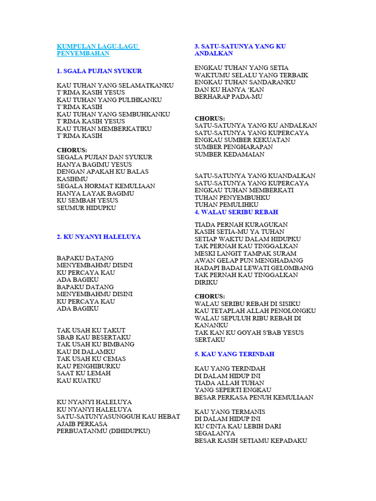 Kumpulan Lagu Pujian dan Penyembahan | PDF