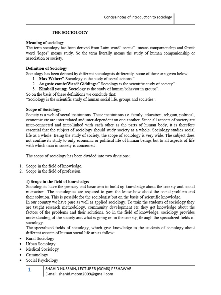 Introduction to Sociology Overview | PDF | Sociology | Society