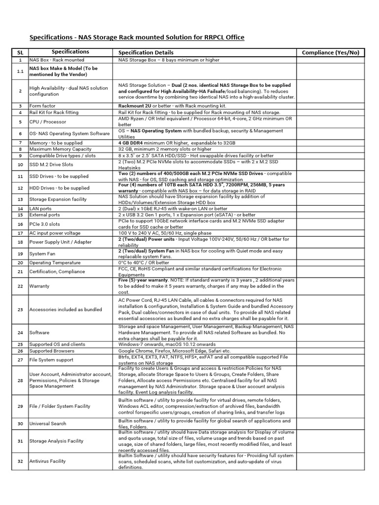 NASrackMounted-Specifications | PDF | Solid State Drive | Computer File
