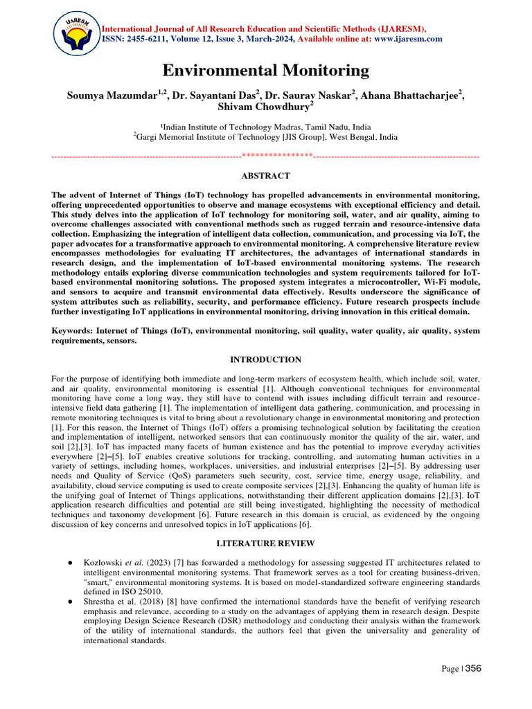 Environmental Monitoring | PDF | Internet Of Things | Wi Fi