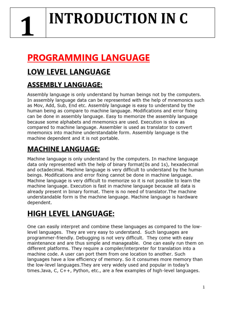 C Theory Notes Pdf Integer Computer Science Assembly Language 