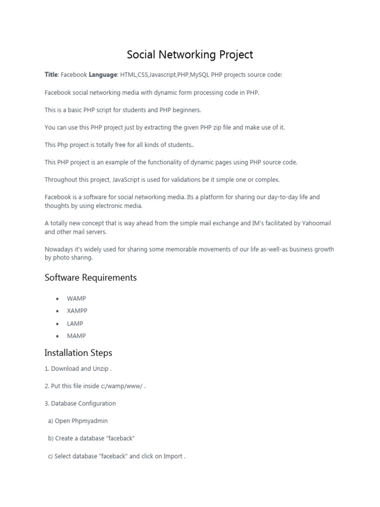 Social Networking Project | PDF