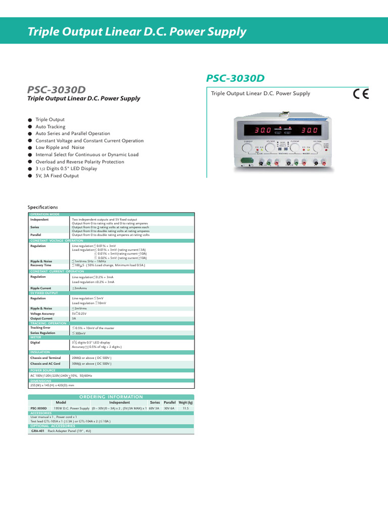 New Texio PSC-3030D | PDF | Power Supply | Electrical Circuits