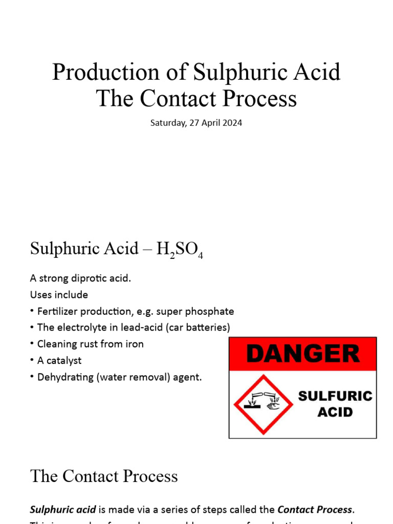 Production of Sulphuric Acid | PDF