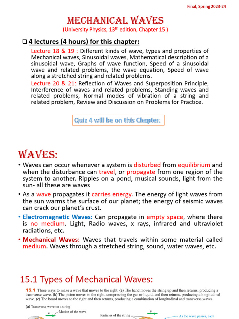 Physics 2 - Lecture 18 To 21 - Phy2 - Spring 2023-24 | PDF | Waves ...