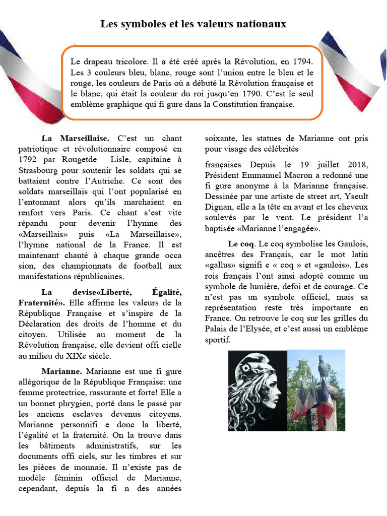 Symboles et valeurs de la France | PDF | La Marseillaise | Symboles
