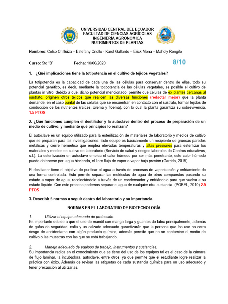 Preguntas Lab 1 | PDF | Concentración | Laboratorios