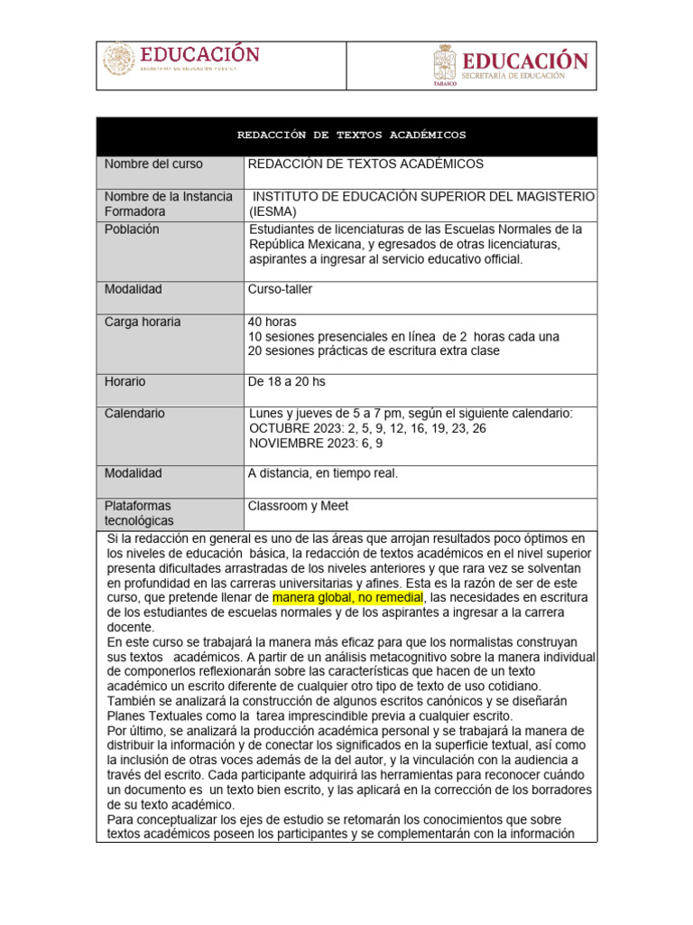3 - Plan Redacción de Textos Académicos | PDF | Evaluación ...