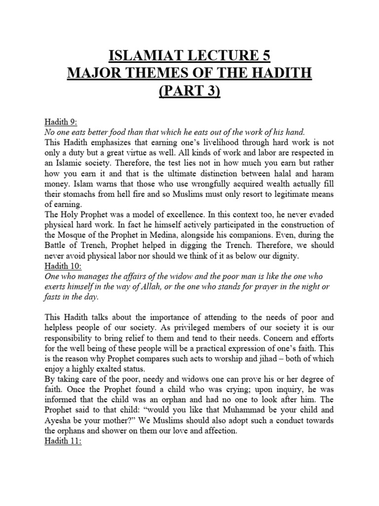 Major Themes of The Hadith Part-3 | PDF | Muhammad | Hadith
