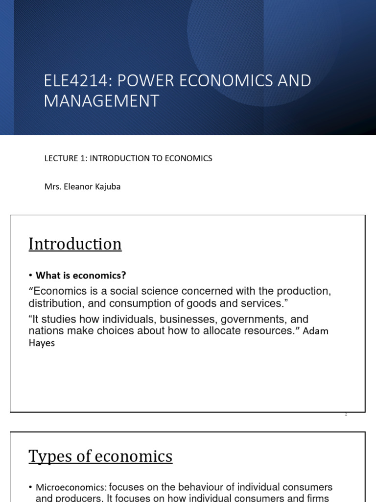 Lecture 1 Introduction To Economics | PDF | Demand | Elasticity (Economics)