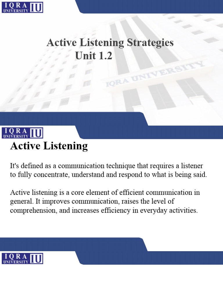 Unit 1.2-Active Listening Strategies | Download Free PDF ...