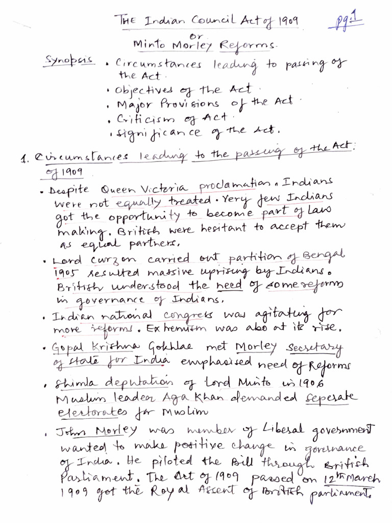 Indian Council Act 1909 | PDF