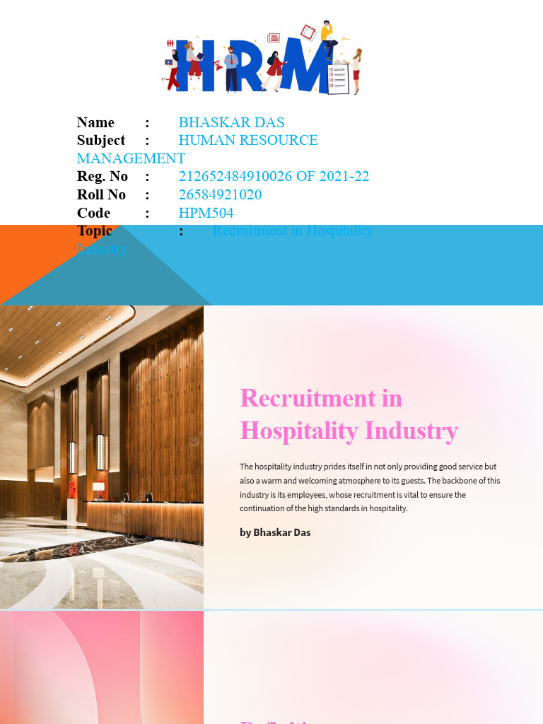 Recruitment in Hospitality Industry | PDF | Recruitment | Employment