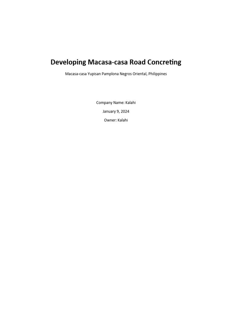 Macasa-casa Road Concreting Project Overview | PDF | Infrastructure | Road