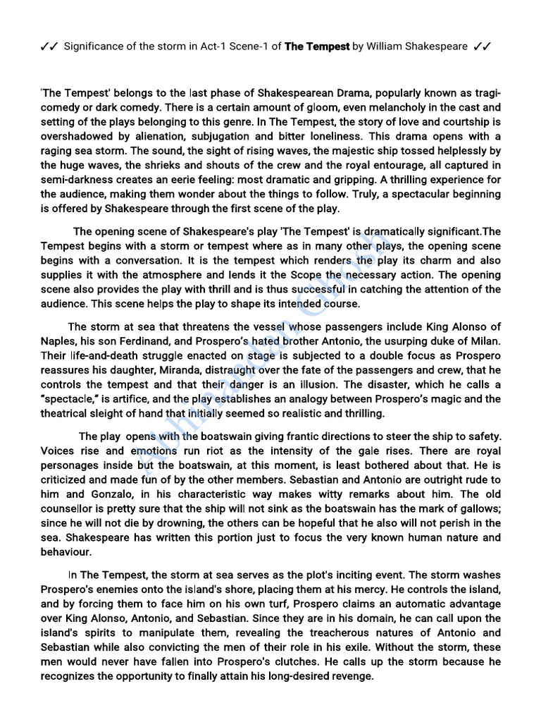 Significance of the Storm in The Tempest | PDF | The Tempest