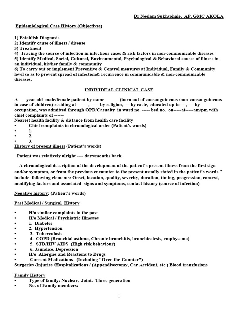 EDITED FINAL PROFORMA Epidemiological Case History | PDF | Childbirth ...