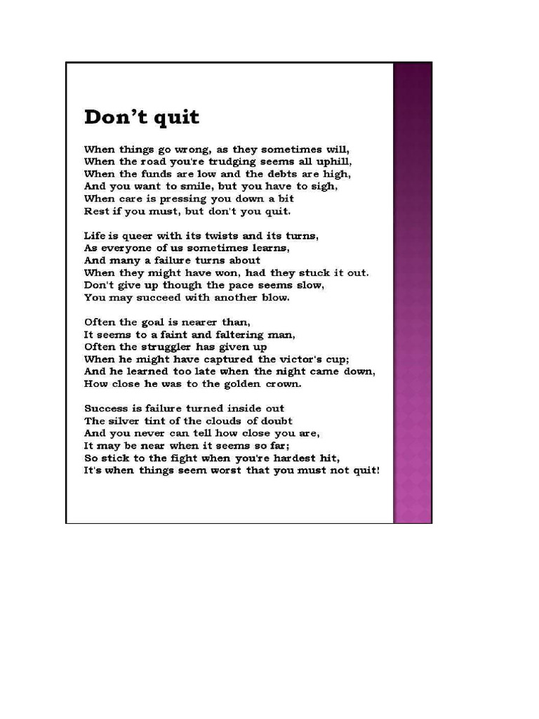 English Poem - Don't Quit | PDF