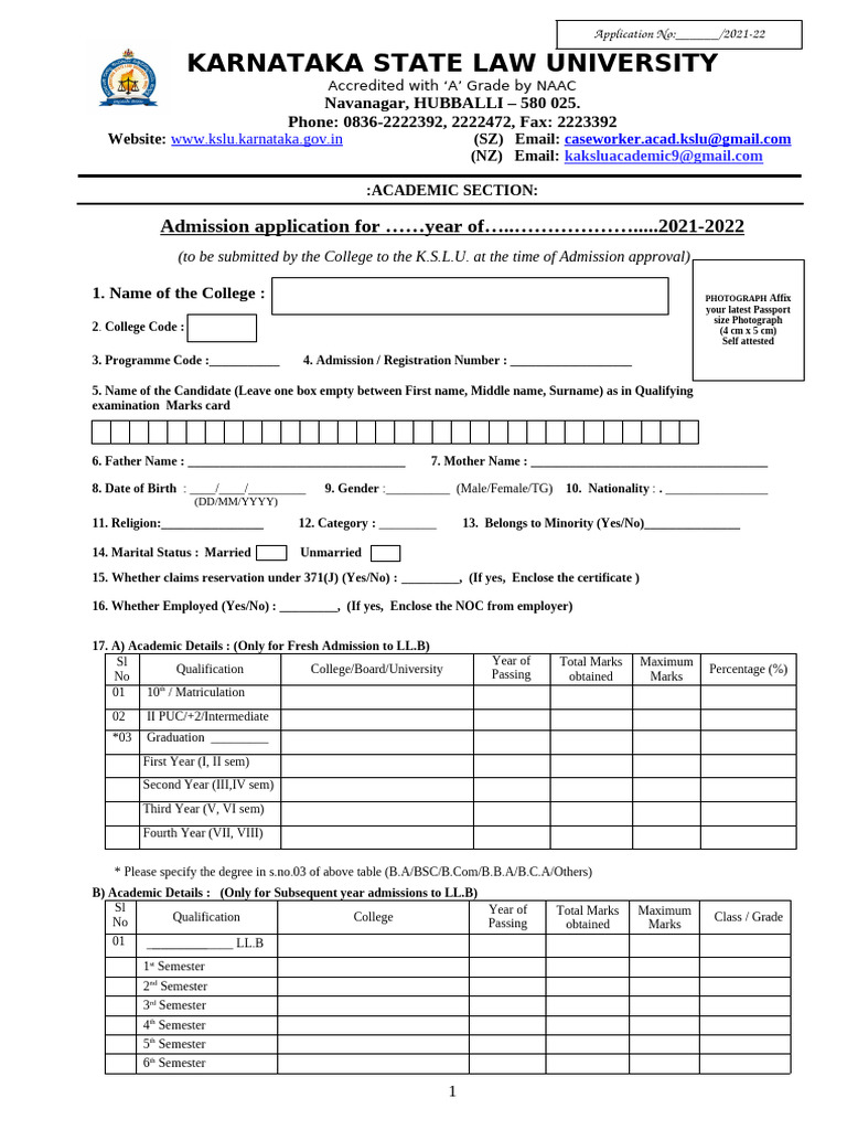 Admission Application KSL | PDF | Justice | Crime & Violence