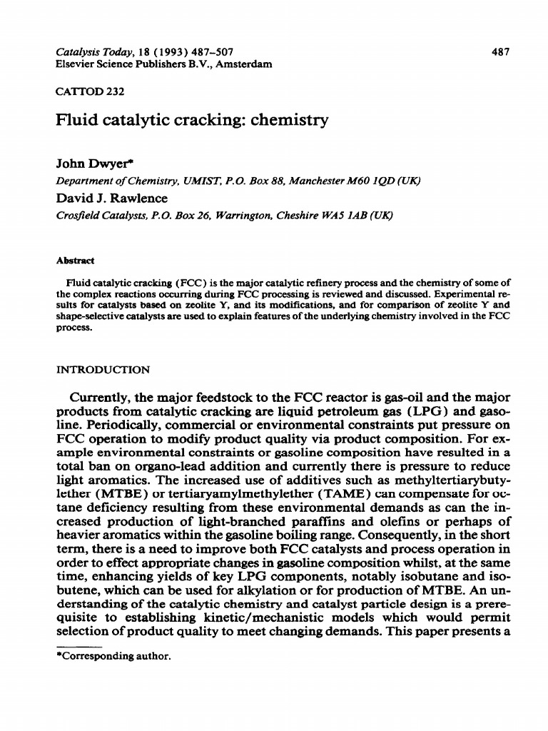 FCC Chemistry Today | PDF | Catalysis | Zeolite