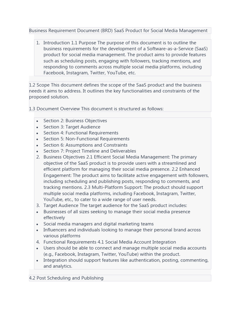 Business Requirement Document Sample | PDF | Popular Culture & Media ...