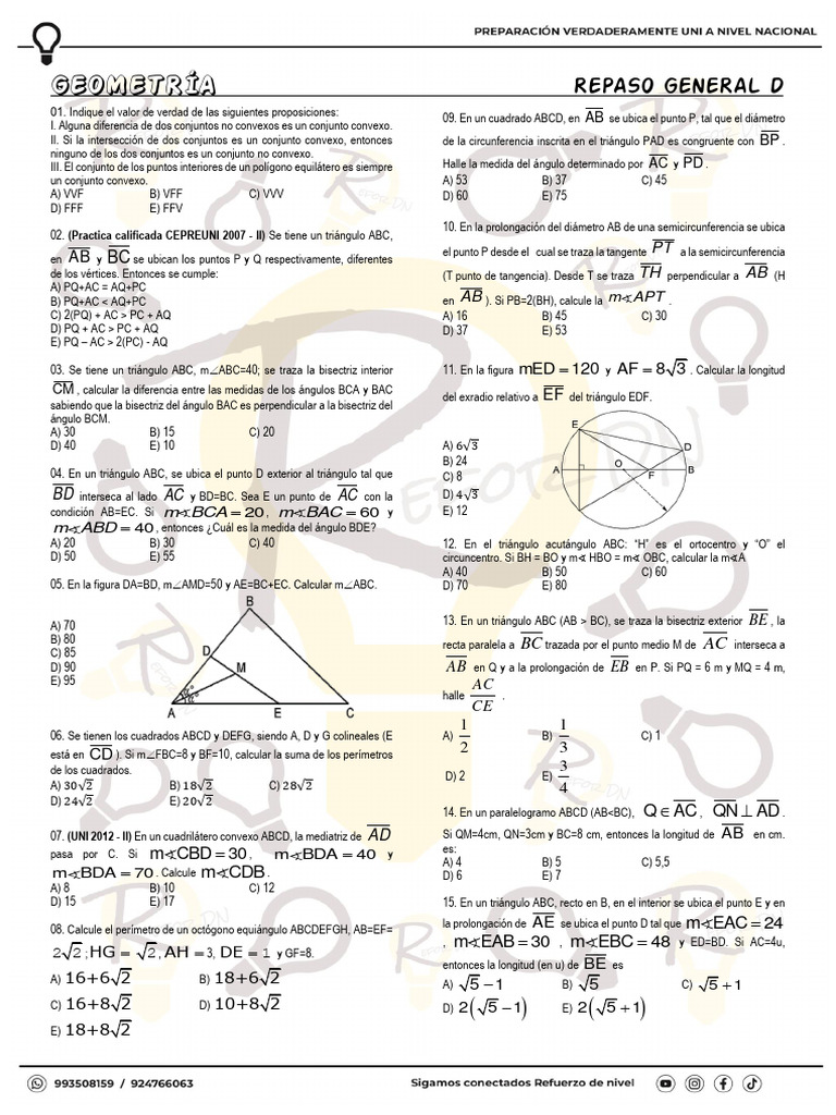 Geometria Repaso General D | PDF | Triángulo | Geometría Elemental