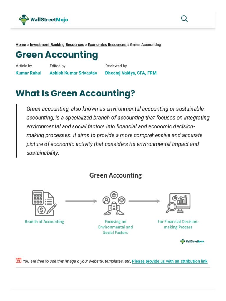 Green Accounting: Integrating Environment in Finance | PDF | Life Cycle ...