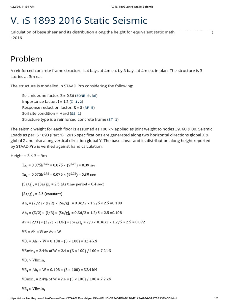 V. IS 1893 2016 Static Seismic | PDF | Applied Mathematics | Applied ...