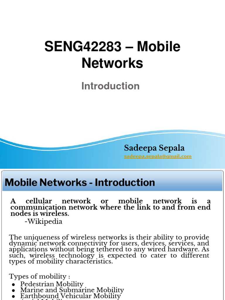 1_Mobile_networks_introduction | PDF | Modulation | Cellular Network