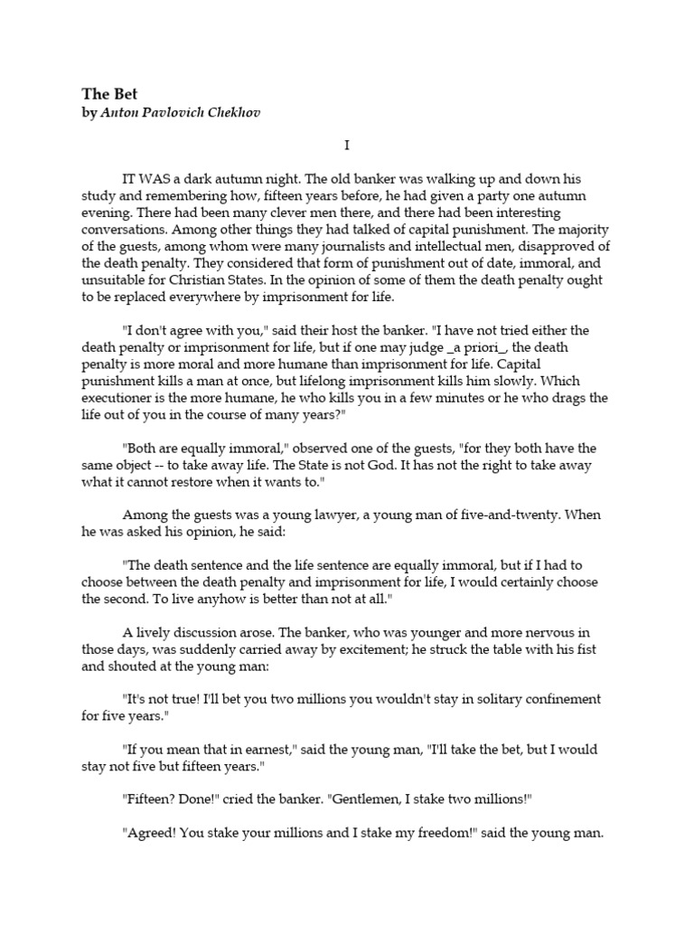 The Bet | PDF | Capital Punishment