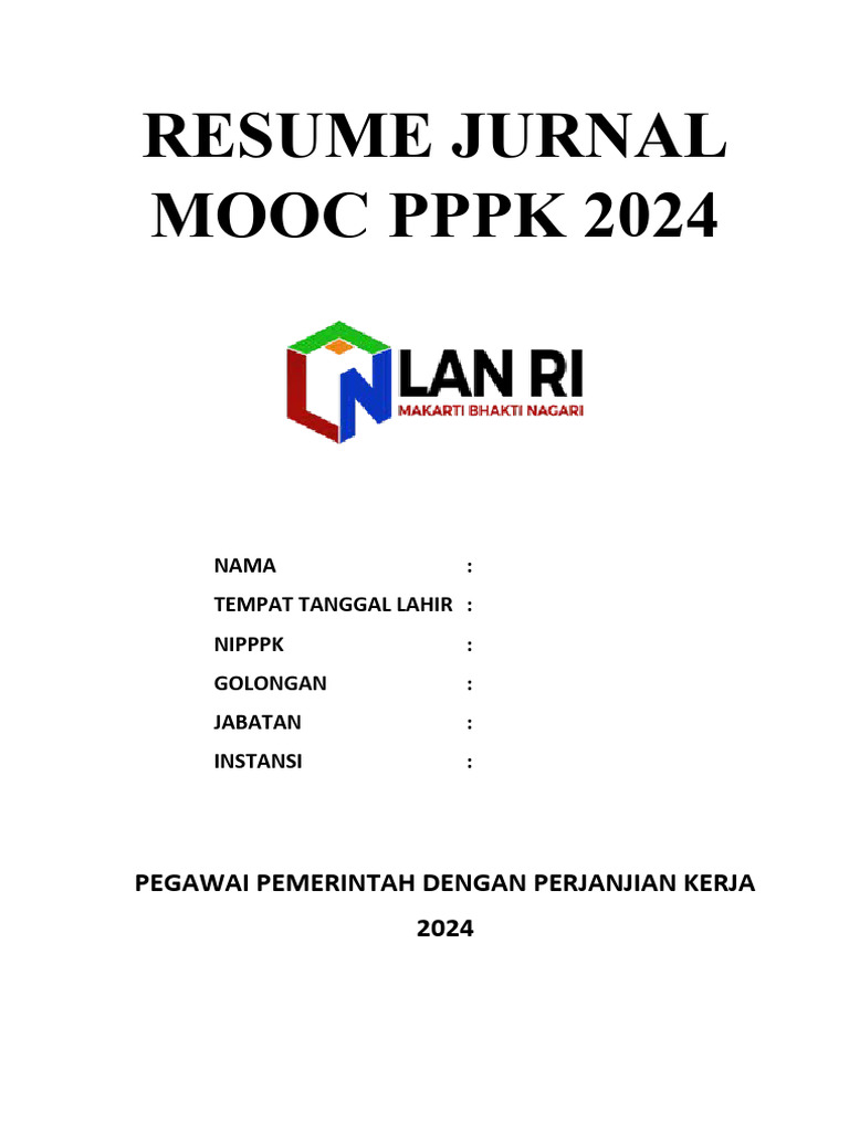Resume Jurnal Mooc PPPK 2024 1 | PDF