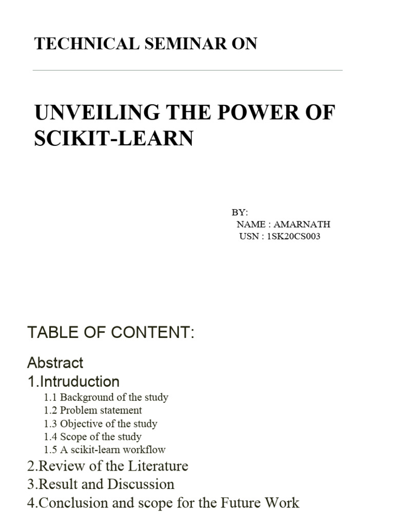 Scikit-Learn Seminar: Unlock ML Power | PDF | Machine Learning | Data ...