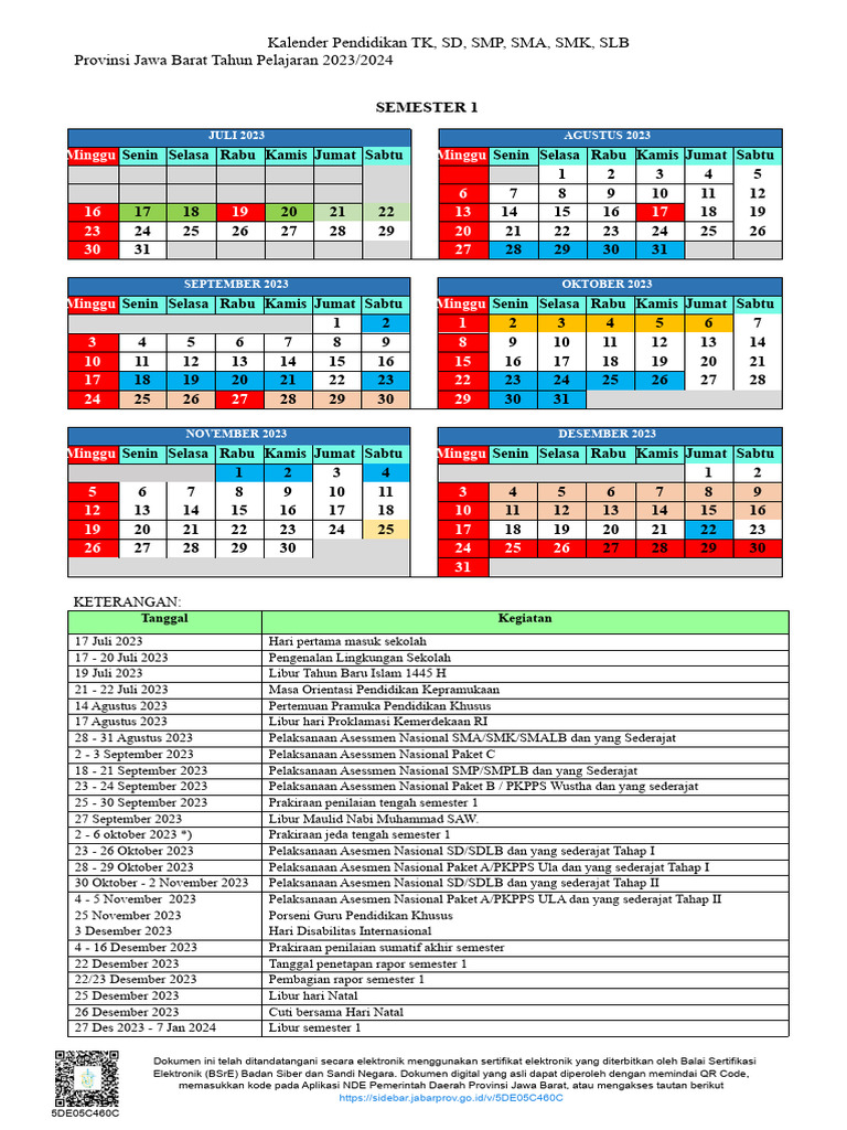 Kalender Pendidikan TK, SD, SMP, SMA, SMK, SLB Provinsi Jawa Barat ...